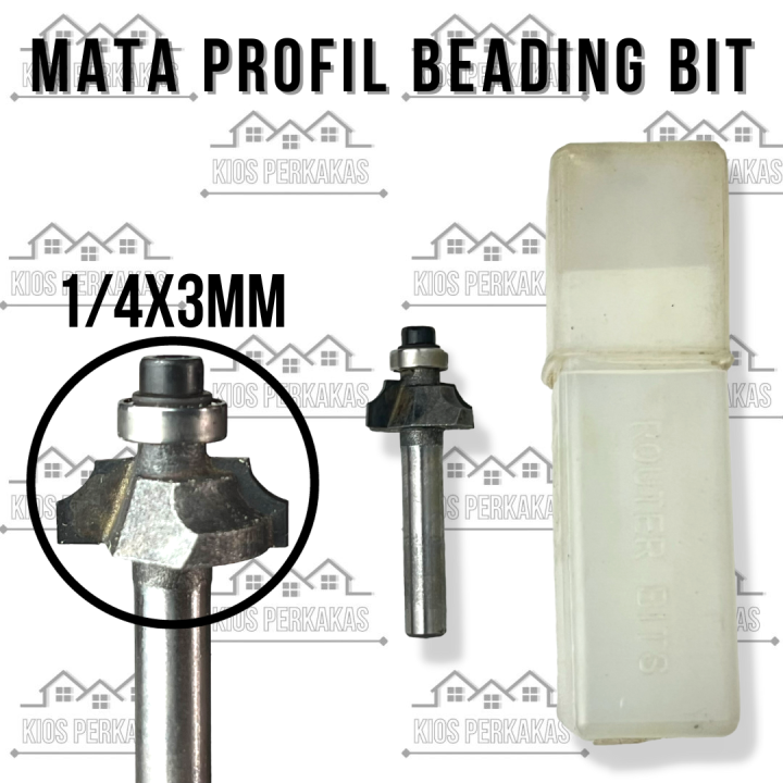 Mata Profil Kayu 1/4" X 3mm Beading Bit / Mata Trimmer Router Wood ...
