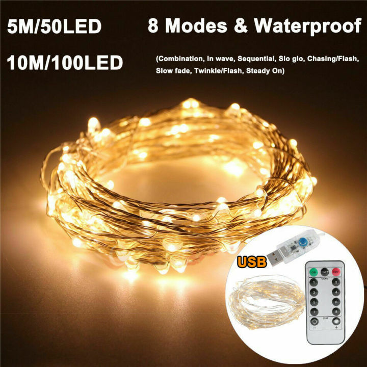 [YESPERY] 5/10M 50/100Led USB Copper Wire RGB Fairy String Light With ...