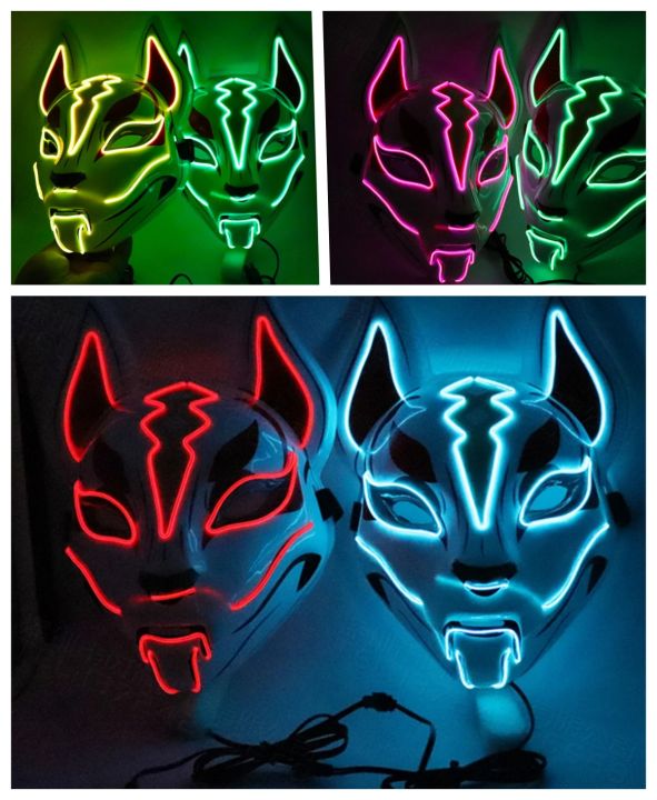 Hot Selg LED Glowing Face Mask Drift PVC Headgear Mas Cosplay Neon ...