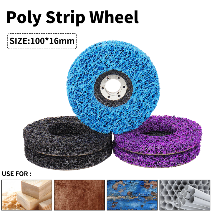 4 Inch 100x16mm Poly Strip Wheel Discs Metal Wood Paint Rust Removal ...