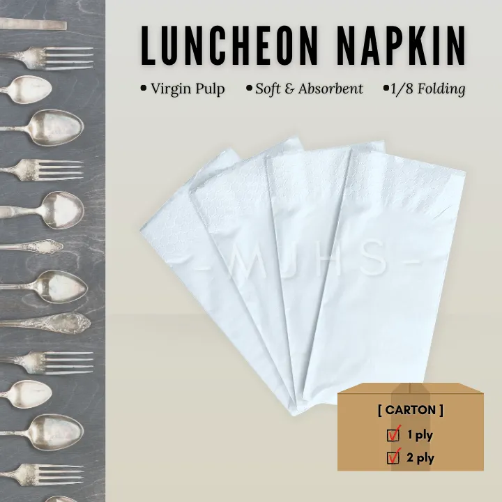 【Carton】 Luncheon Napkin Tissue Paper Plain White Virgin Pulp Thick ...