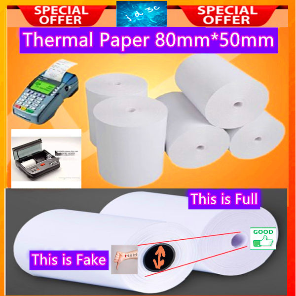 Thermal Paper Roll 80mm x 50mm Coreless ,(Can untuk HDT334)Receipt ...