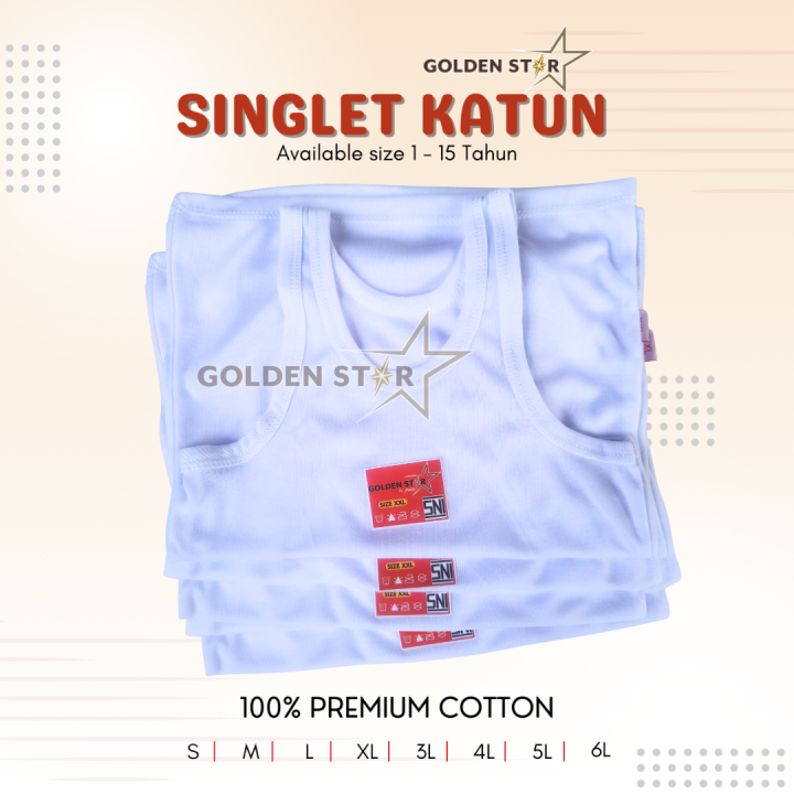 12 Pcs Singlet Anak Laki-Laki Kaos Dalam Anak ABG Golden Star Polos ...