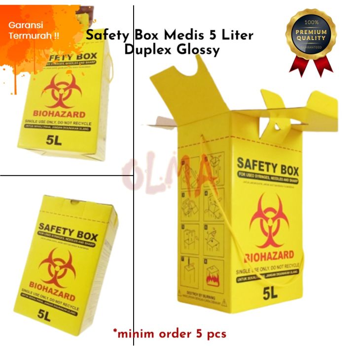 Safety Box 5 Liter Biohazard Inner+Tali Komplit Limbah Medis Infeksius ...