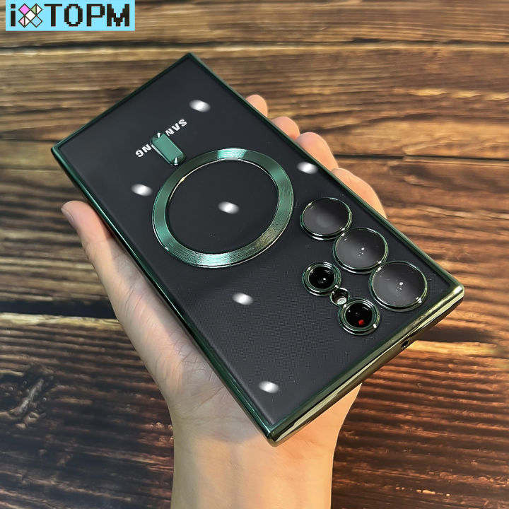 Luxury Plating Transparent For Magsafe Case For Samsung Galaxy S23 S22 S21 FE S20 Ultra Plus ...