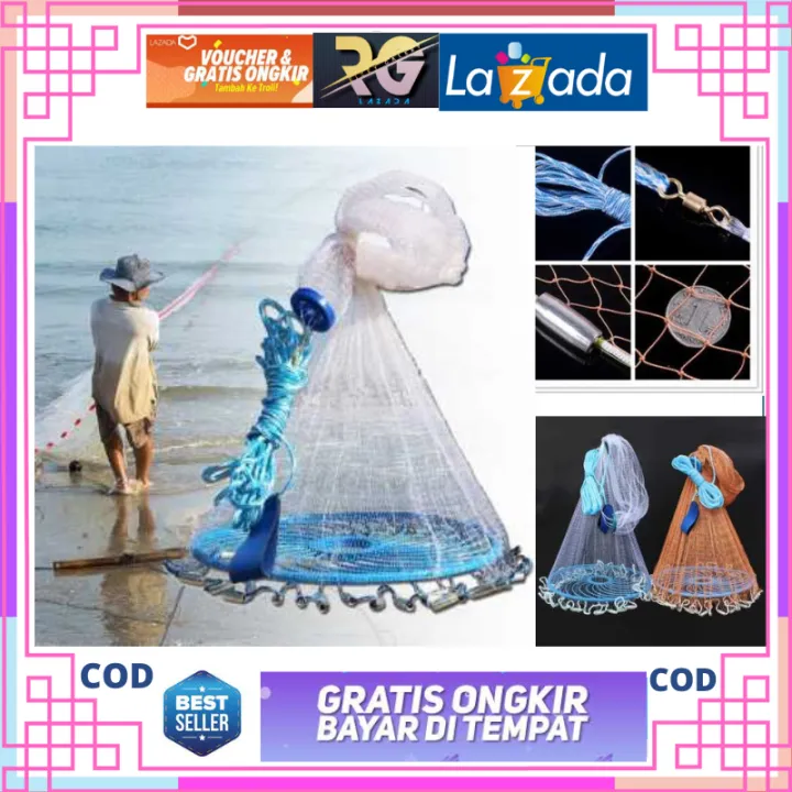 Jala Jaring Ikan Lempar 3 4 6 7 Meter | Lazada Indonesia