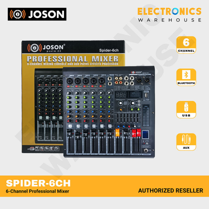 Joson Spider 6 CH Professional Mixer, 6 Channel Mixing Console and Aux ...