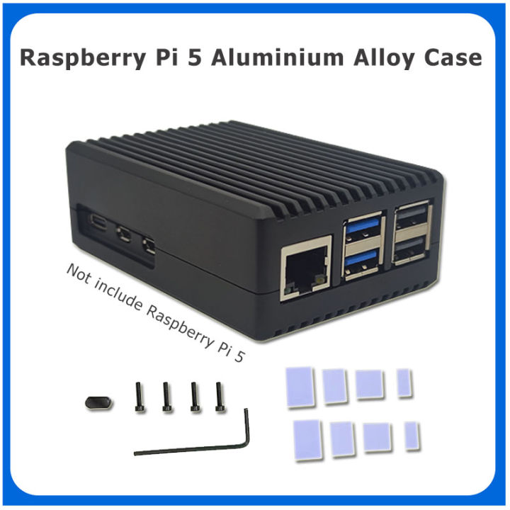 【NEW】 Raspberry Pi 5 Metal Aluminium Alloy Case With Silicone Heatsinks ...
