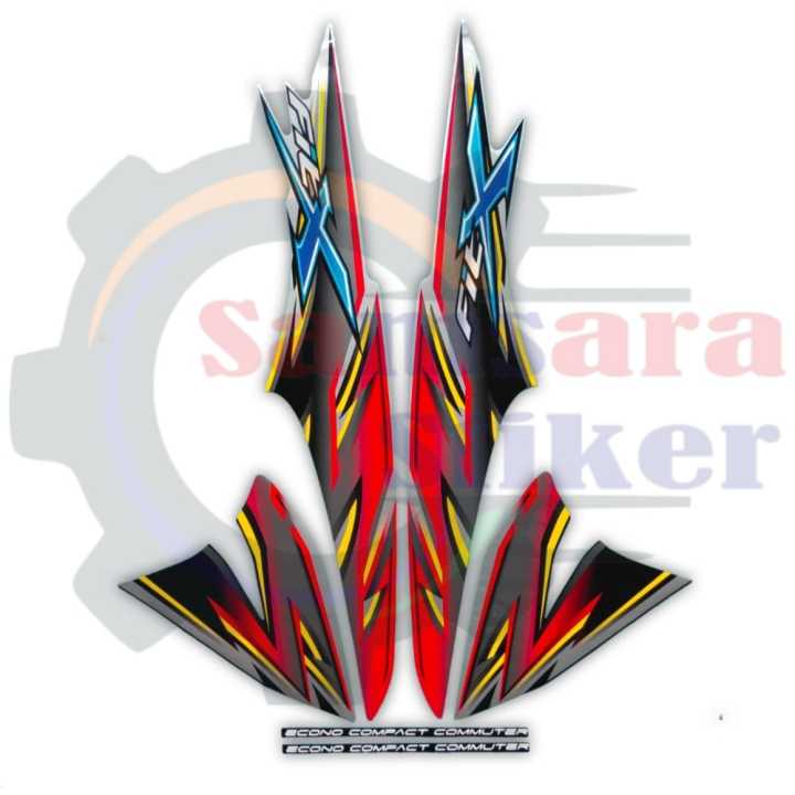 Stiker striping Motor Honda Supra Fit X 2008 Silver-Merah | Lazada ...