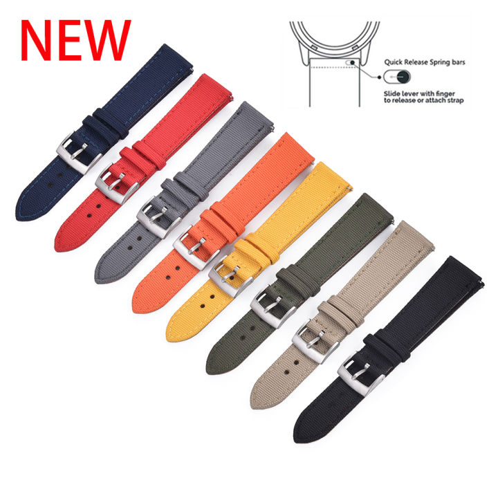 New Design Canvas Nylon Leather Quick Release Watch Strap 18mm 20mm ...