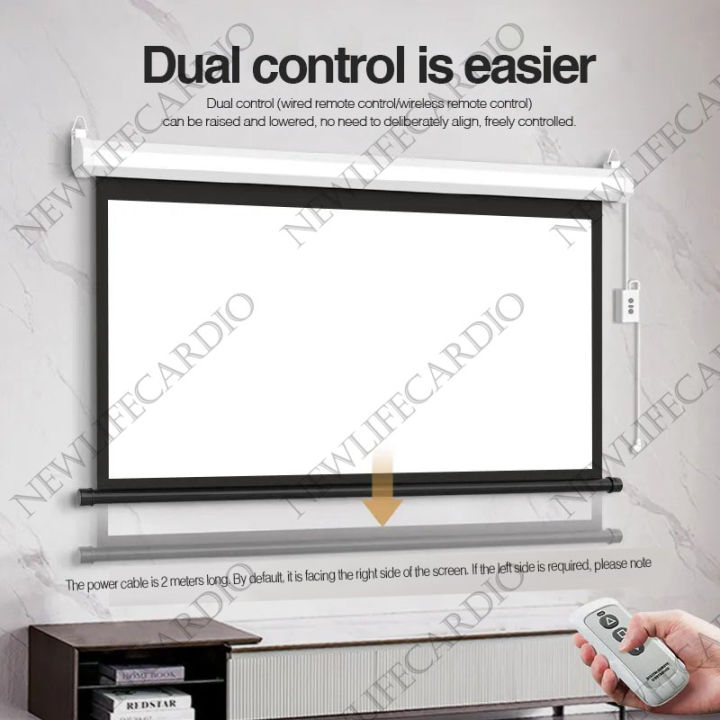 Fiberglass electric projector screen 100 "84" 72 "screen with remote ...