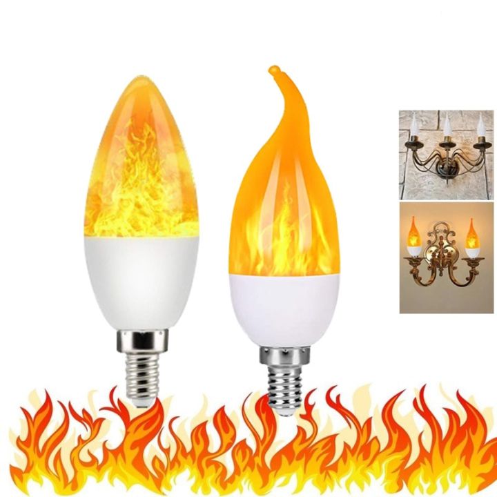 【Ready Stock】2pcs E14 LED Flame Lamp AC85-265V Corn bulb LED Dynamic ...