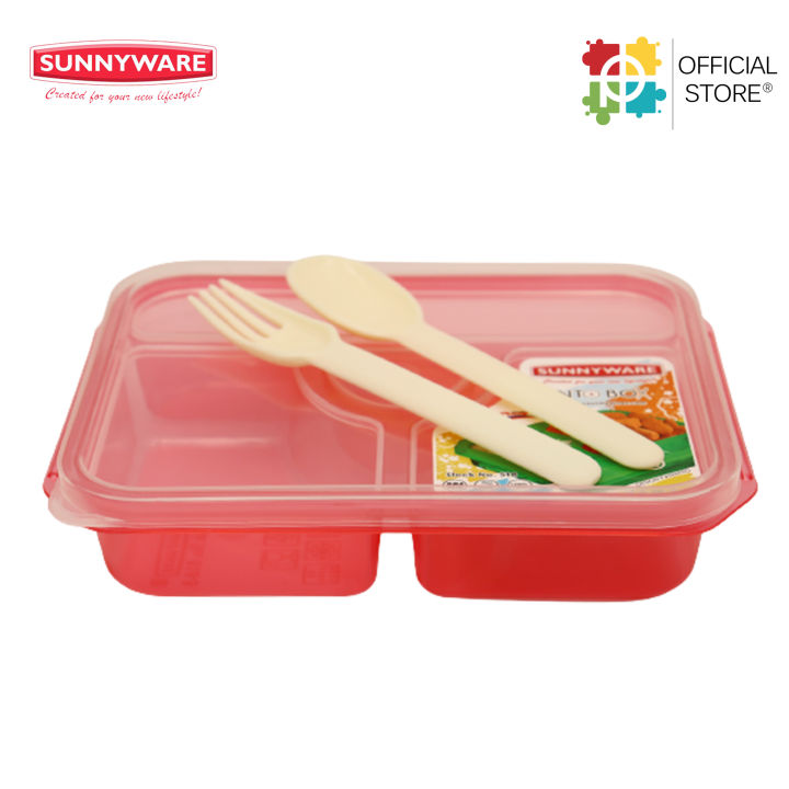 Sunnyware 518-SMALL Bento Box w/ Sauce Pocket & Spoon & Fork | Lazada PH