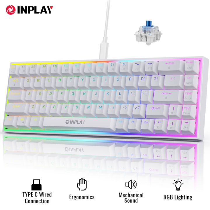 Inplay NK688 65% Wired RGB Mechanical Keyboard Blue Switche Gaming ...