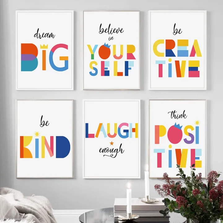 Modern Colorful Inspiring Quotes Canvas Art Posters Nordic Home Wall ...