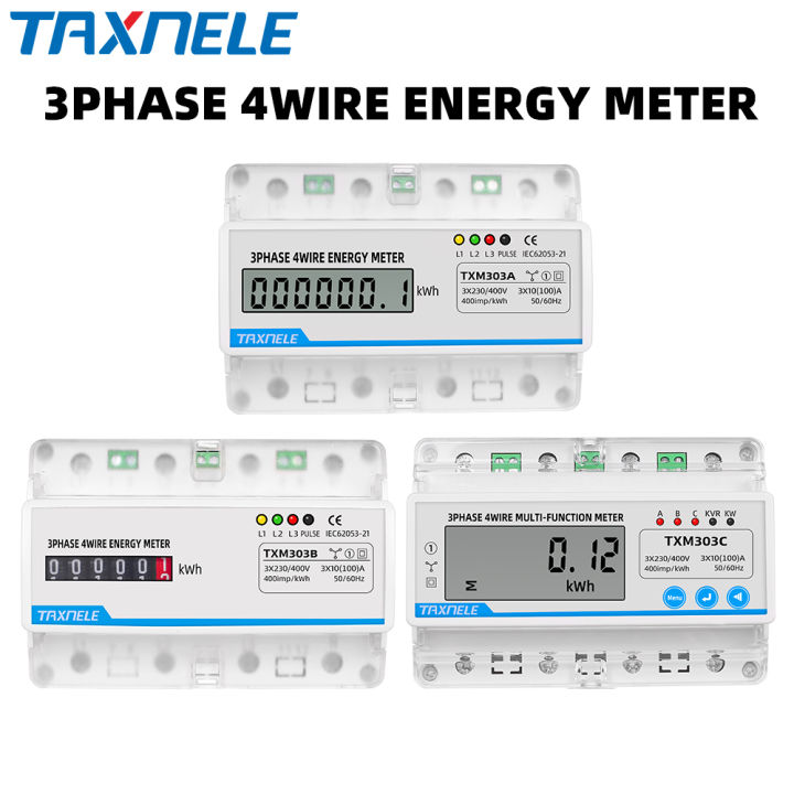 380V 100A Digital Display Energy Meter LCD Counter 7P Electronic Watt ...