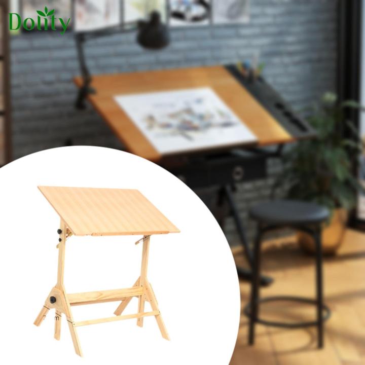 Dolity Wooden Drafting Table Adjustable Height and Angle for Adults ...