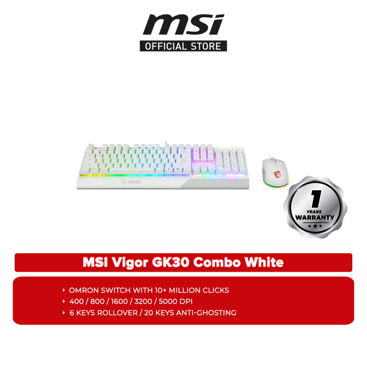 MSI Vigor GK30 Keyboard Mouse Combo White | Lazada