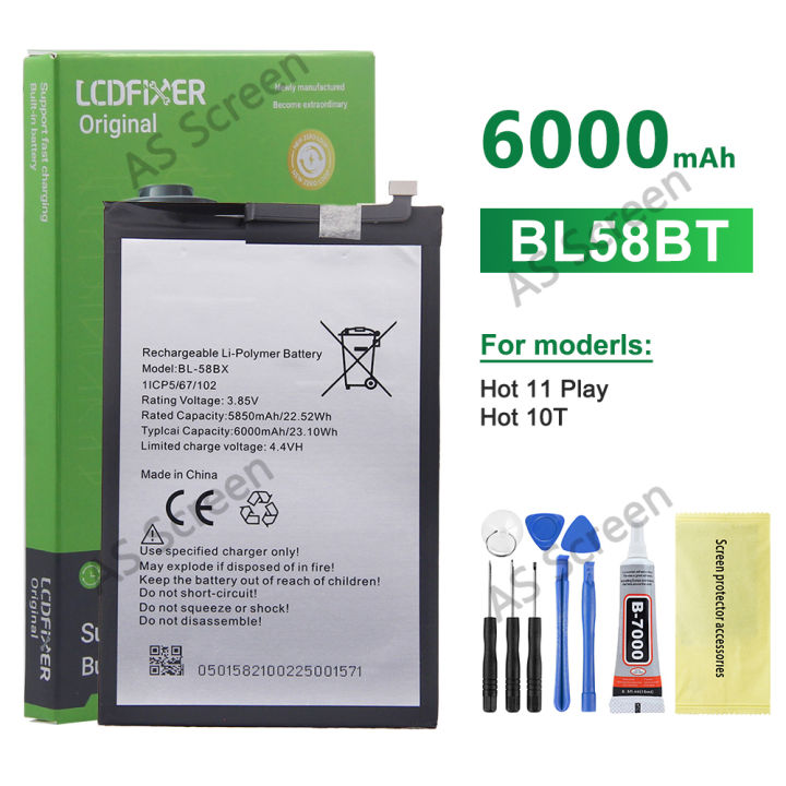 Replacement BL-58BX Battery For Infinix Hot 11 Play / Hot 10T / Hot 20 ...