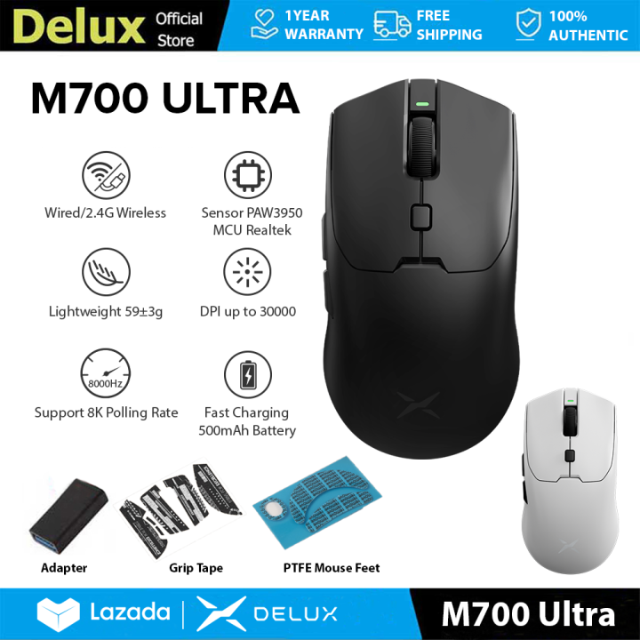 Delux M700 Ultra Gaming Mouse PAW3950 8K Polling Rate 30000DPI Wired 2 ...