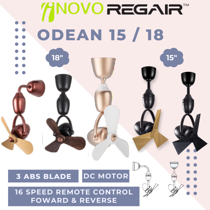 Regair Inovo Odean 15"/18" Corner Fan Remote control 3 Blades Wall Fan ...