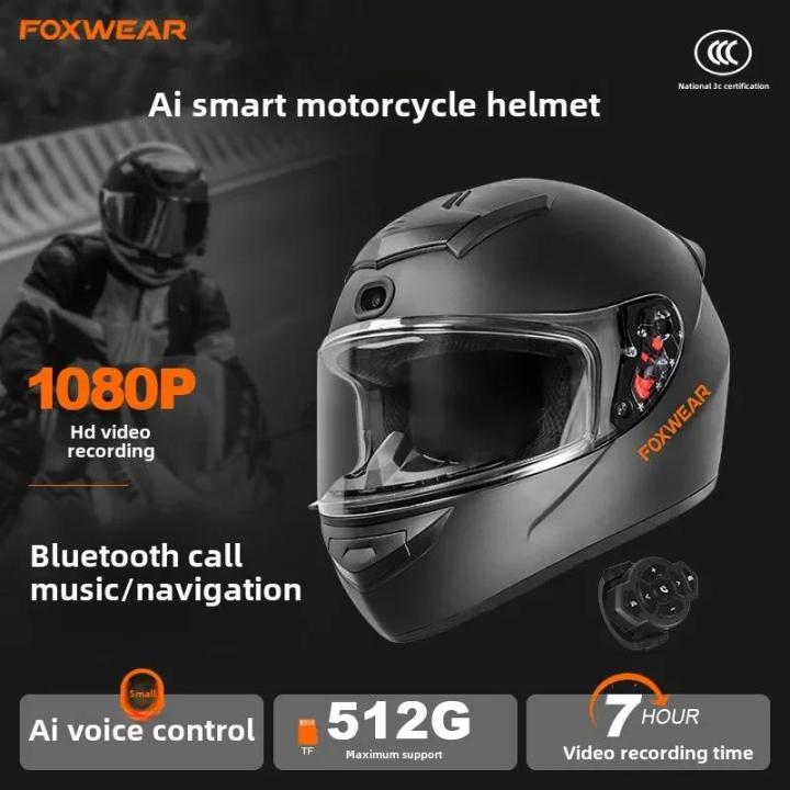 AI Intelligence Motorcycle Helmet with Camera and Bluetooth Headset ...