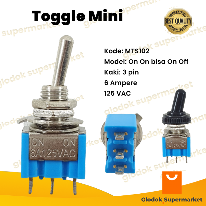 Toggle Switch Mini 3 Pin On Off MTS102 Saklar Togle Kecil On On Kaki 3p ...