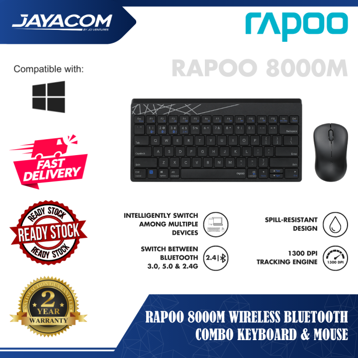 Rapoo 8000M Wireless Bluetooth Combo Keyboard & Mouse | Lazada