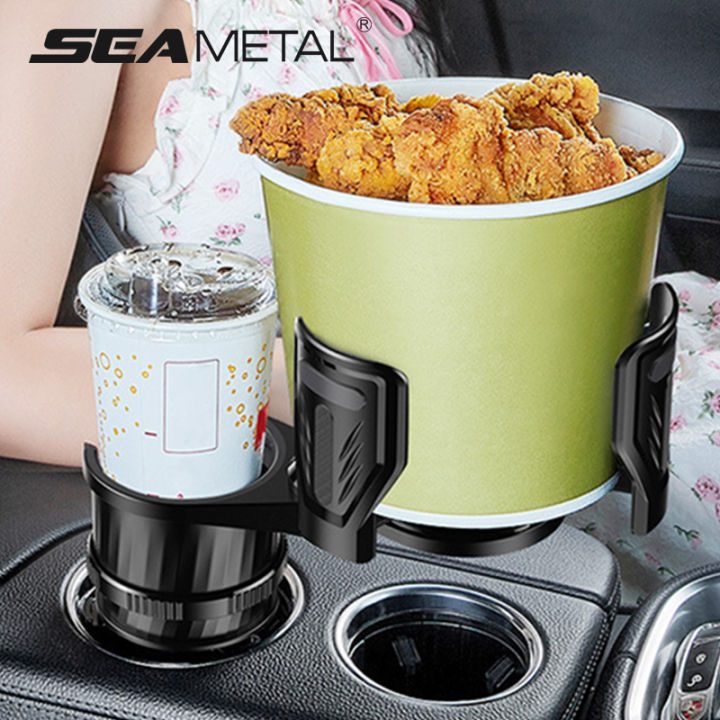 SEAMETAL Multifunctional Car Water Cup Holder Carbon Fiber with Compass ...