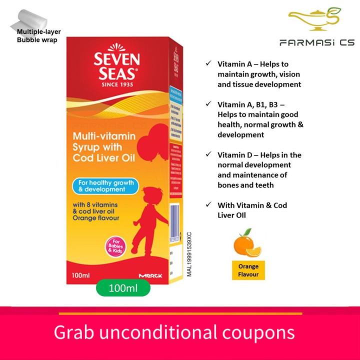relieve a cough Seven Seas Kids Multivitamin Syrup with Cod Liver Oil ...