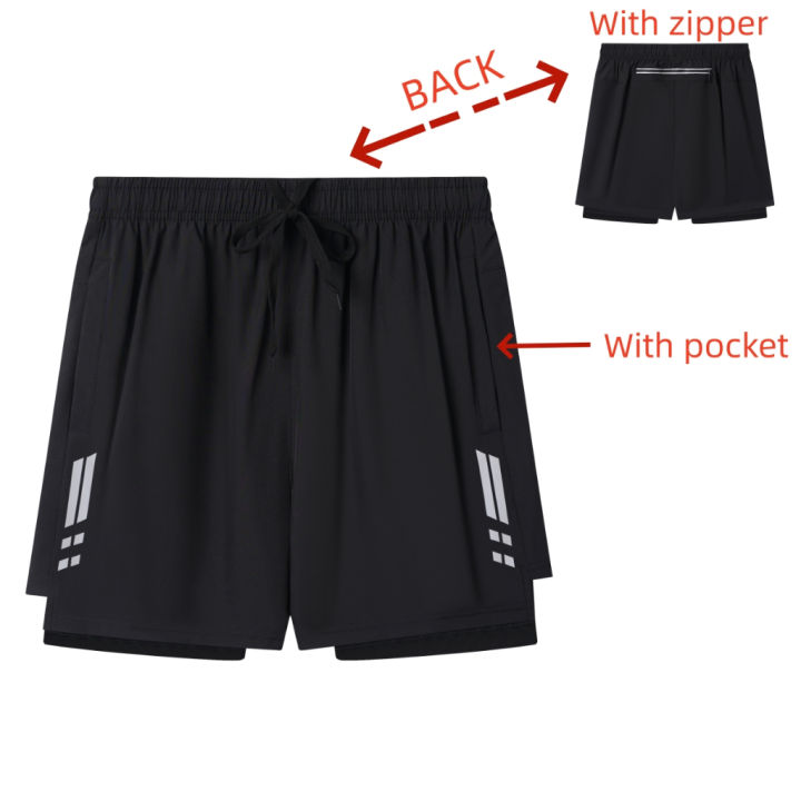 8172# Men's Taslan Sports Running shorts With cycling 2 IN 1 Three ...
