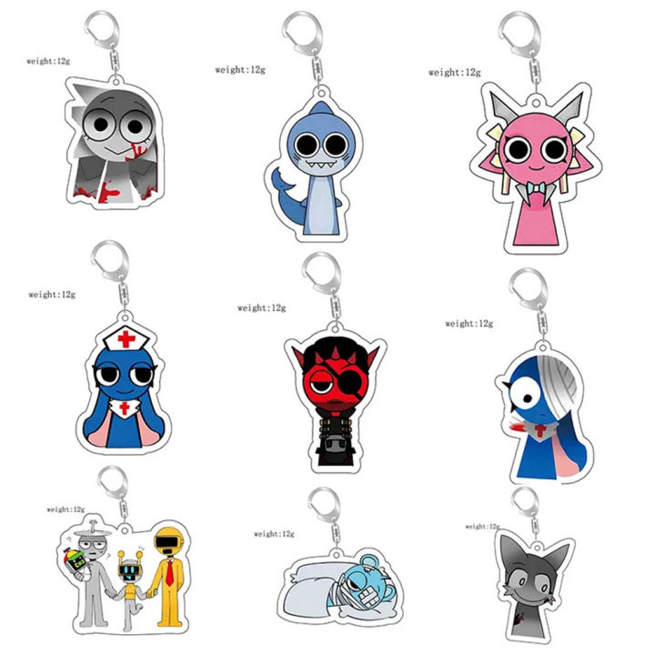 Sprunki Keychains Cute Acrylic Figures Keyrings Sprunki Game Peripheral ...