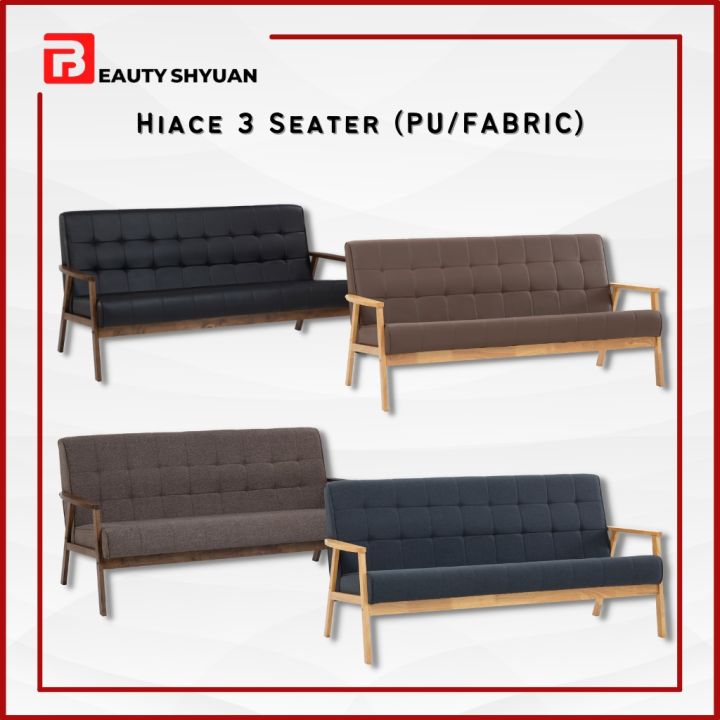 HIACE Wooden Sofa 3 Seater Sofa Murah Sofa PU Leather Sofa Kulit Sofa ...