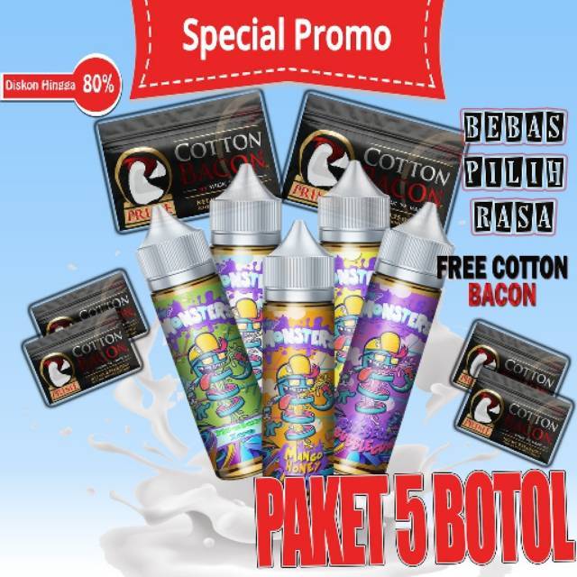 Liquid Jump Monster 60 Ml Beli 5 Bonus Kapas Cotton | Lazada Indonesia