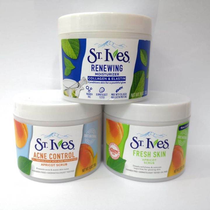 ST IVES Acne Care, Fresh Skin Scrub & Renewing Skin Collagen Elastin ...