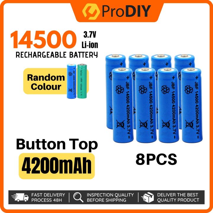 8PCS 3.7V 14500 RECHARGEABLE LI-ION BATTERY 4200mAh LITHIUM | Lazada
