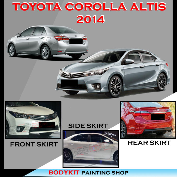 TOYOTA COROLLA ALTIS 2014 FULLSET SKIRTING (FRONT SKIRT ,SIDE SKIRT, REAR SKIRT) PU GETAH ...