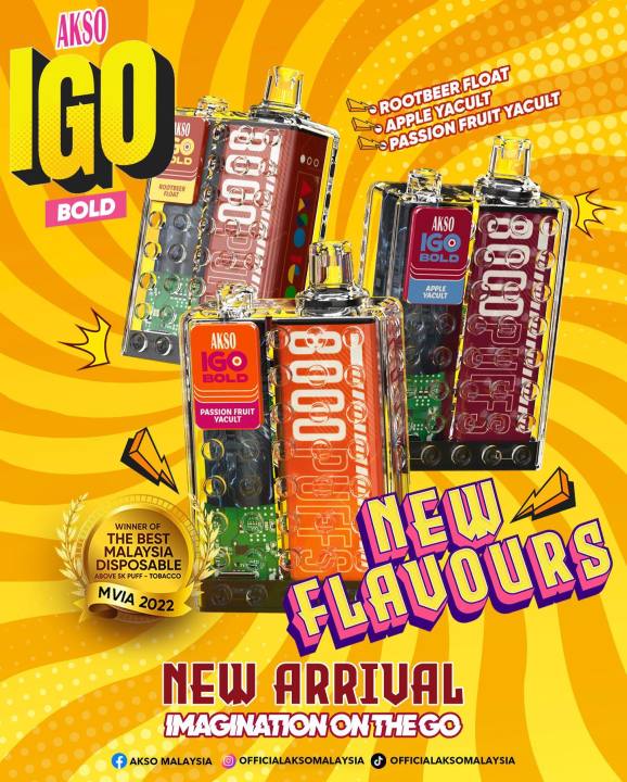 [FREE TYPE-C CABLE & NEW FLAVOR UPDATED] AKSO IGO DISPOSABLE POD 8000 ...