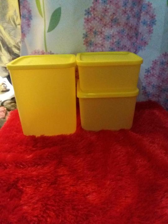 tupperware toples isi 3 kuning.kapasitas.1,8liter.1liter.650ml ...