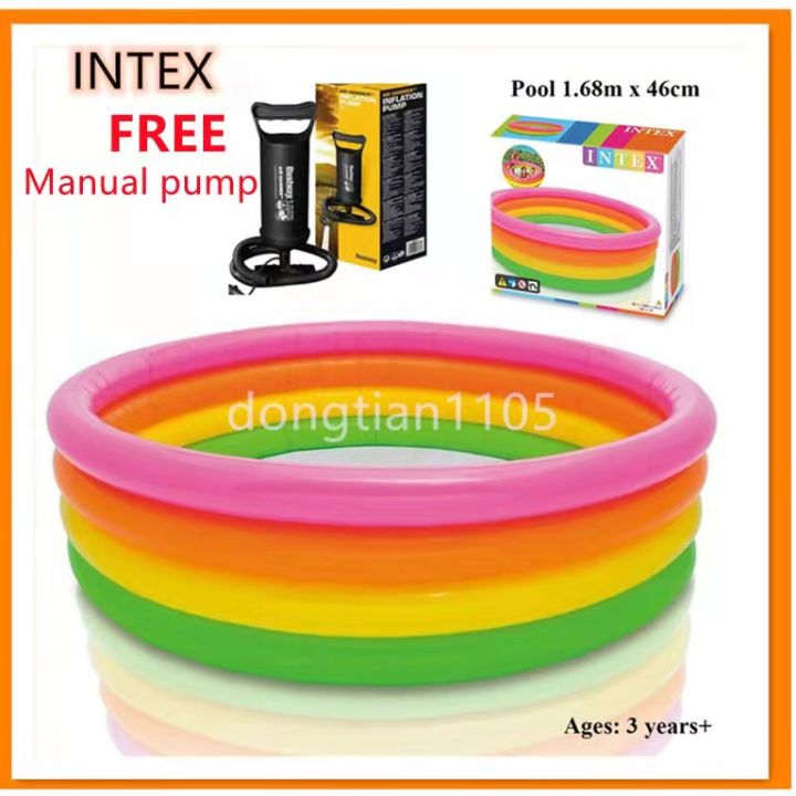 INTEX Inflatable Round Swimming Pool 1.68 m /4-Ring Inflatable Outdoor ...