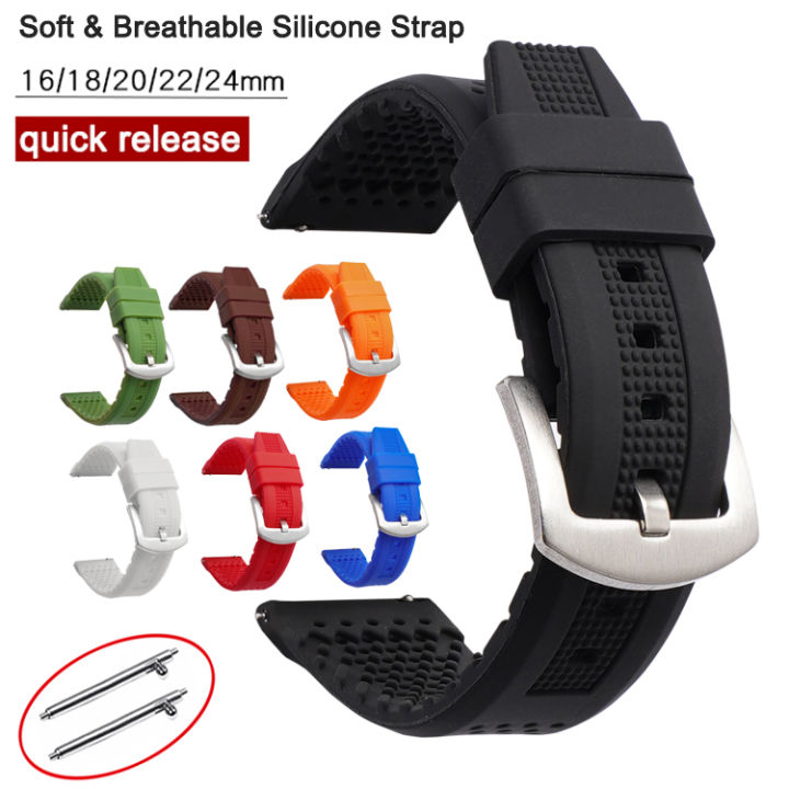 quick relase watch band 16mm 18mm 20mm 22mm 24mm bracelet soft and breathable rubber wristband ...
