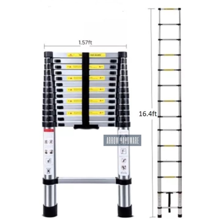 Aluminum Telescopic Ladder Straight 5.0M /16.4ft (12 steps) | Lazada PH