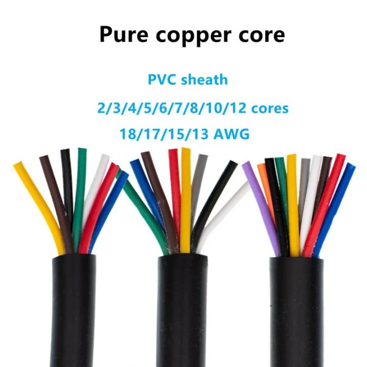 High Quality 1 meter 15 13 17 18 AWG power cord 2 3 4 5 core 6 7 8 10 ...