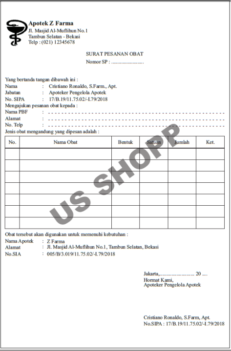 MURAH! CETAK SURAT PESANAN OBAT/SPOOT/SP PREKURSOR SURAT PESANAN OBAT ...