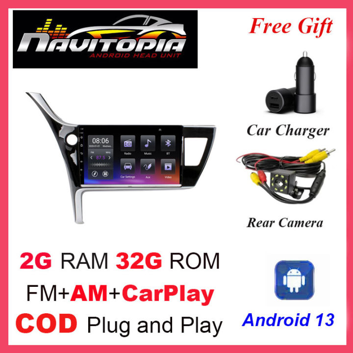 NAVITOPIA Android 13 Car Radio Stereo Receivers for Toyota Altis 2017 ...