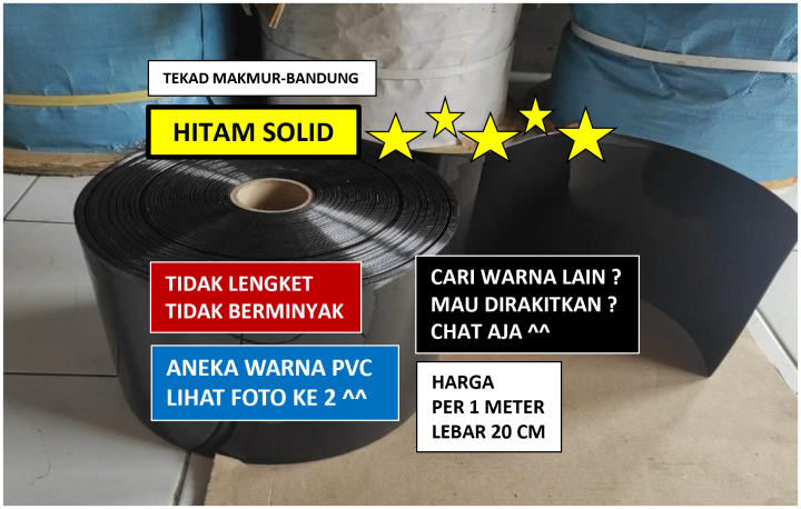 PVC Curtain - Hitam Solid 2mm x 20cm - Tirai Pemisah Ruangan - Tirai ...