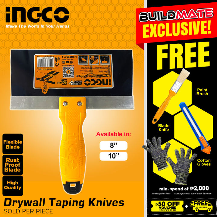 INGCO Flexible Drywall Taping Knives Rustproof Blade 8" 200mm | 10 ...