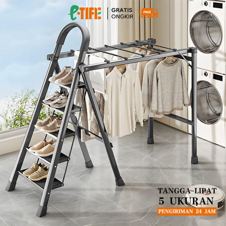 E-TIFE 2 in 1 Tangga Rak Pakaian Tangga 1.2M-2M Tangga Lipat ...