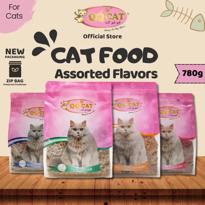 QQ Pet Food Cat Food 780g Zip Bag Cat Dry Food Tuna Salmon Seafood ...