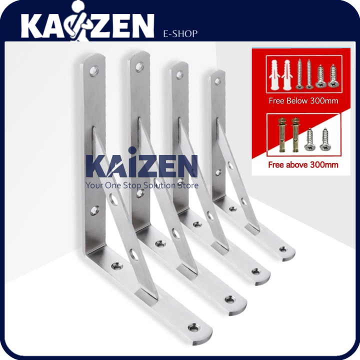 Kaizen Heavy Duty Stainless Steel L-Shaped Wall Shelf Support Bracket ...